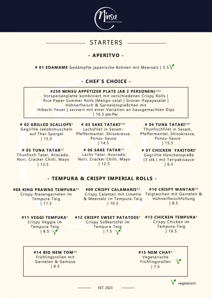 Menü – Minsu Fusion Kitchen