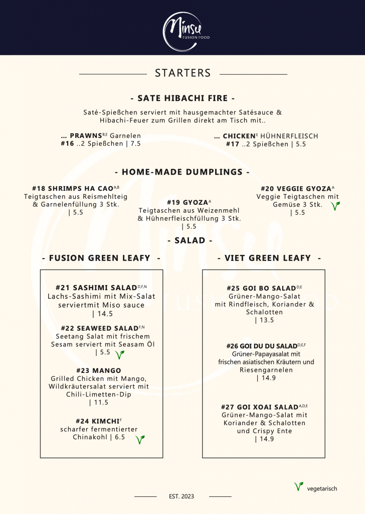 Menü – Minsu Fusion Kitchen